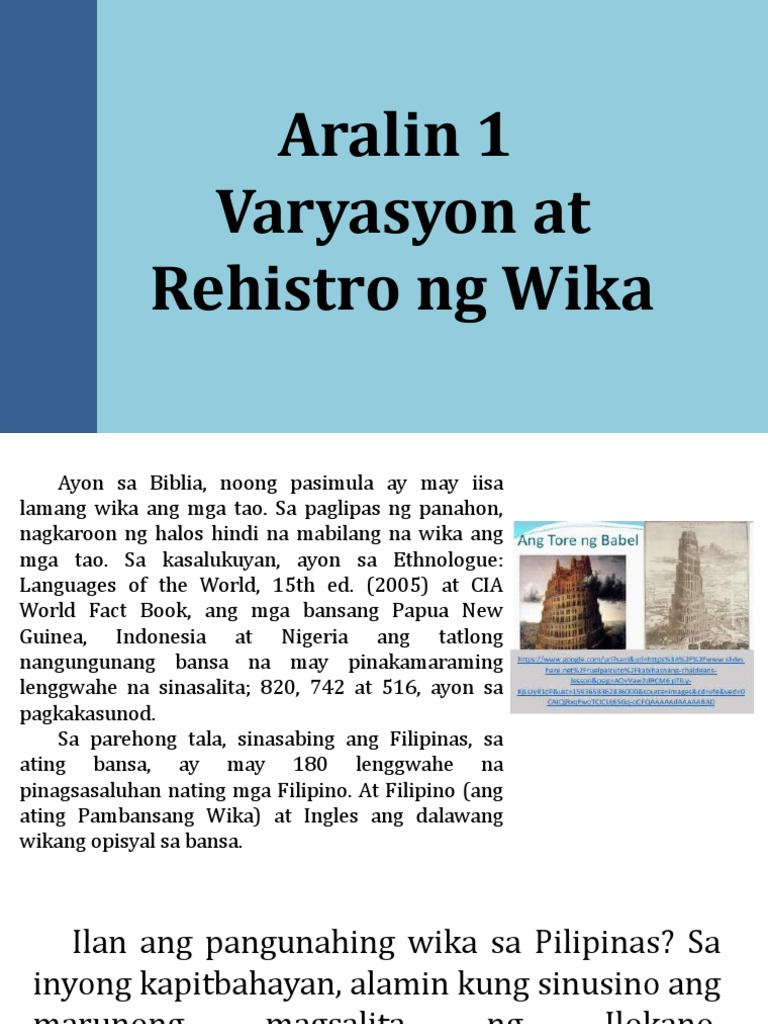 Filipino 1 Aralin 1 | PDF