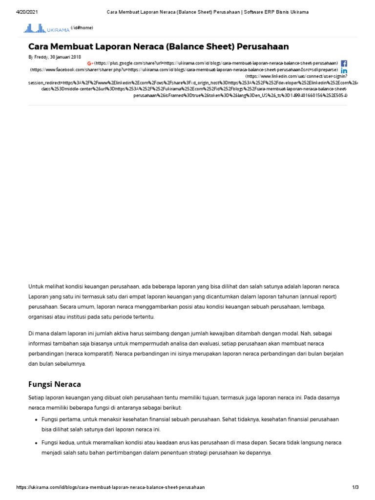 (Balance Sheet) Cara Membuat Laporan Neraca | PDF
