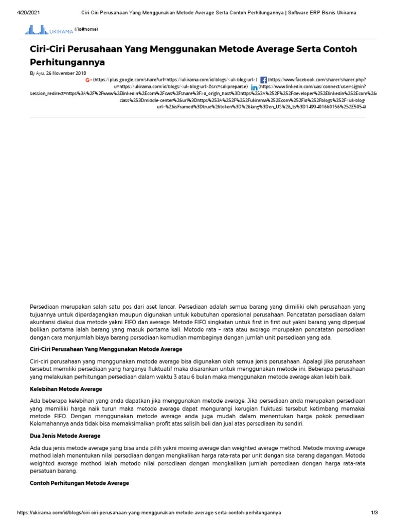 (MAVG) Ciri-Ciri Perusahaan Yang Menggunakan Metode Average Serta ...