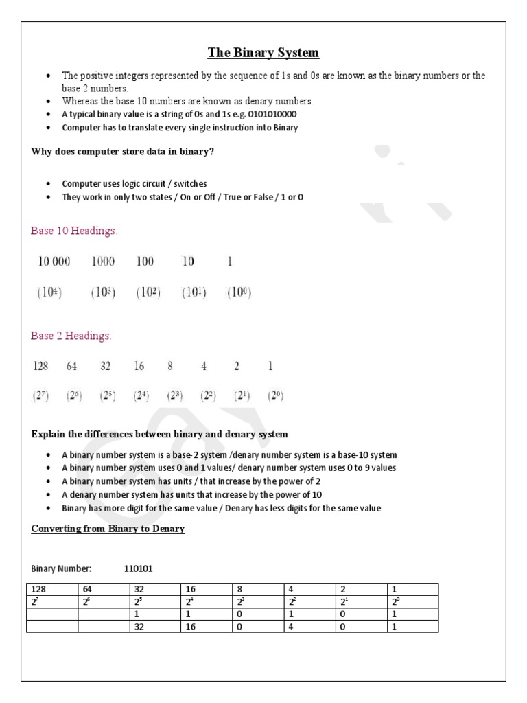 The Binary System | PDF | Byte | Decimal The Binary System | PDF | Byte | Decimal