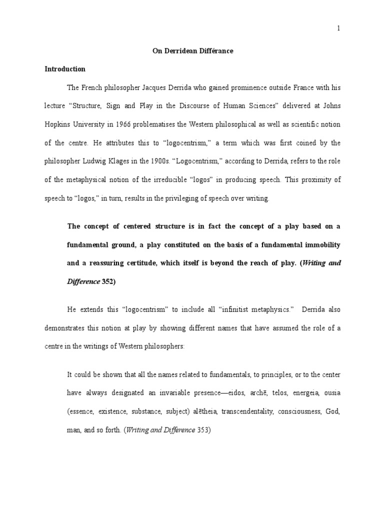 On Derridean Différance - Usief | PDF | Deconstruction | Jacques Derrida