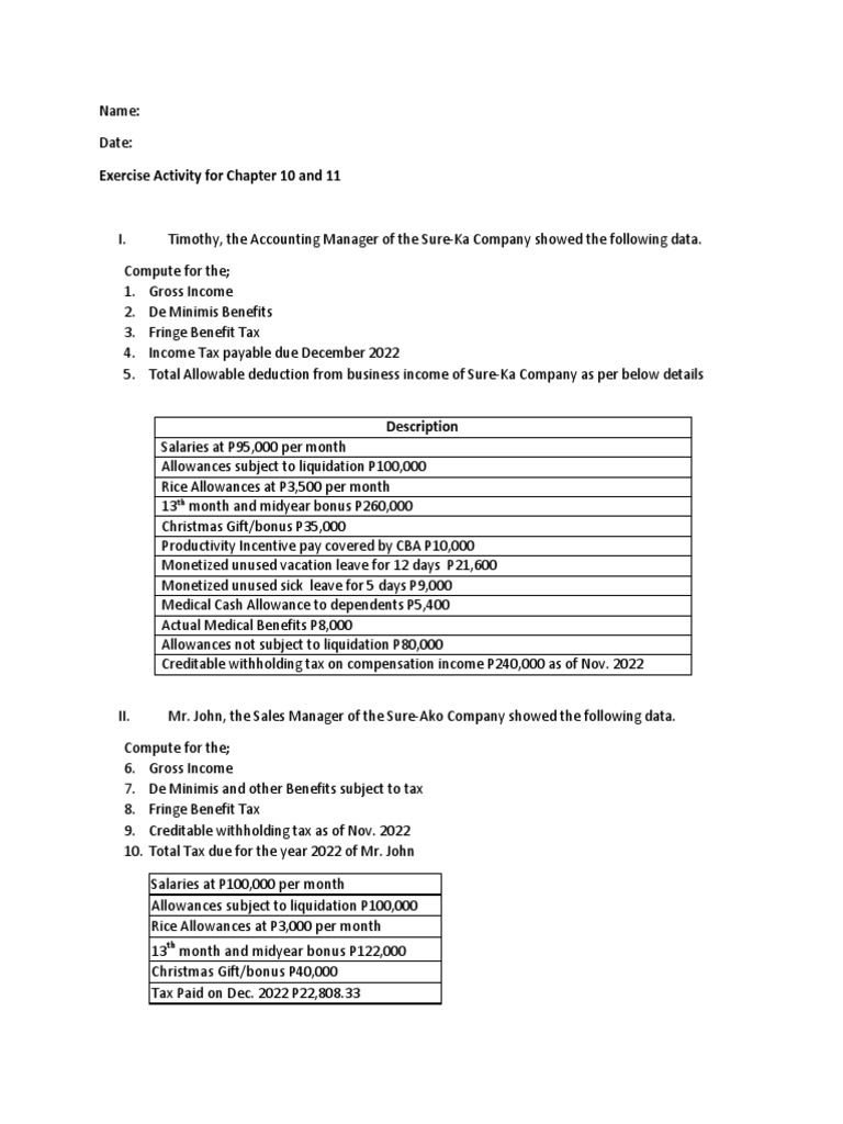 Chapter 10 And 11 Download Free Pdf Taxes Employee Benefits