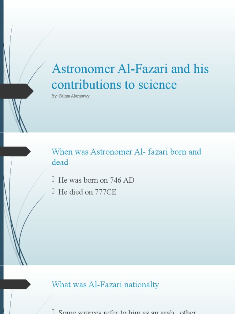 Astronomer Al-Fazari and His Contributions To Science | PDF | History