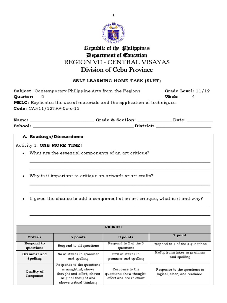 SHLT ConArts Q2 W4 by Bethany Anne U. Mendez | PDF | Composition ...