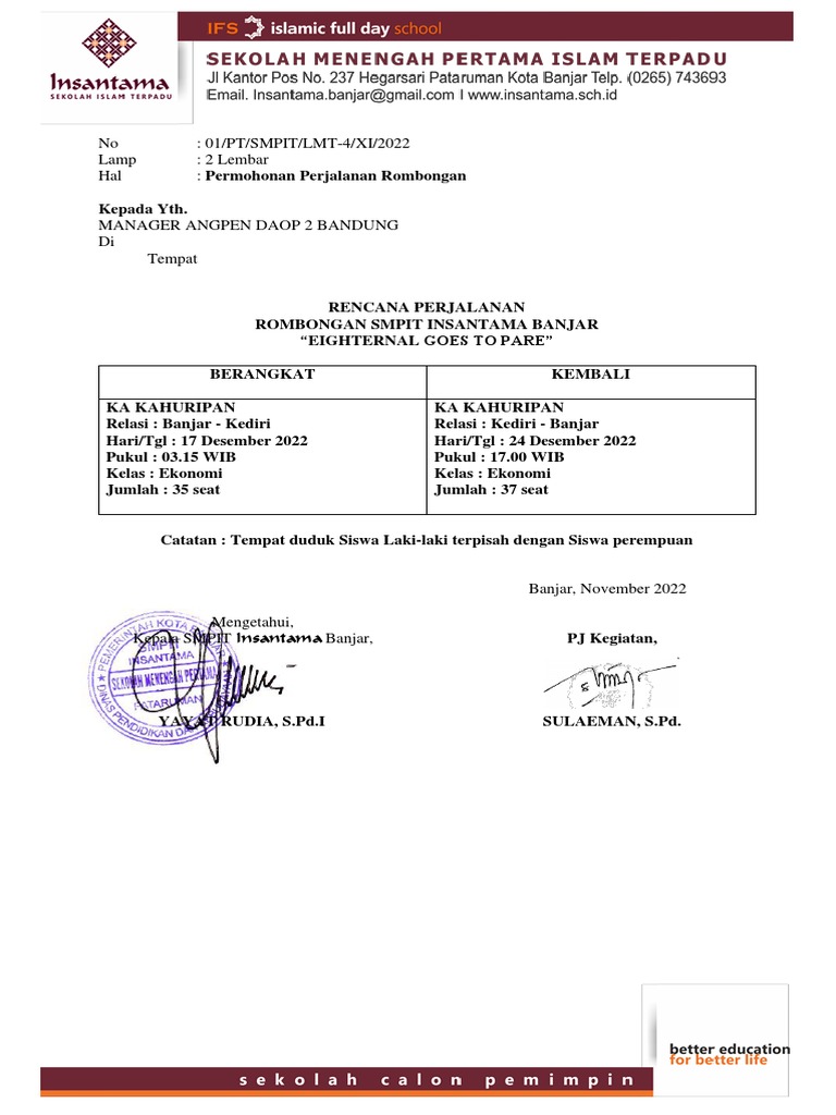 Surat Pengajuan Tiket LMT 4 | PDF