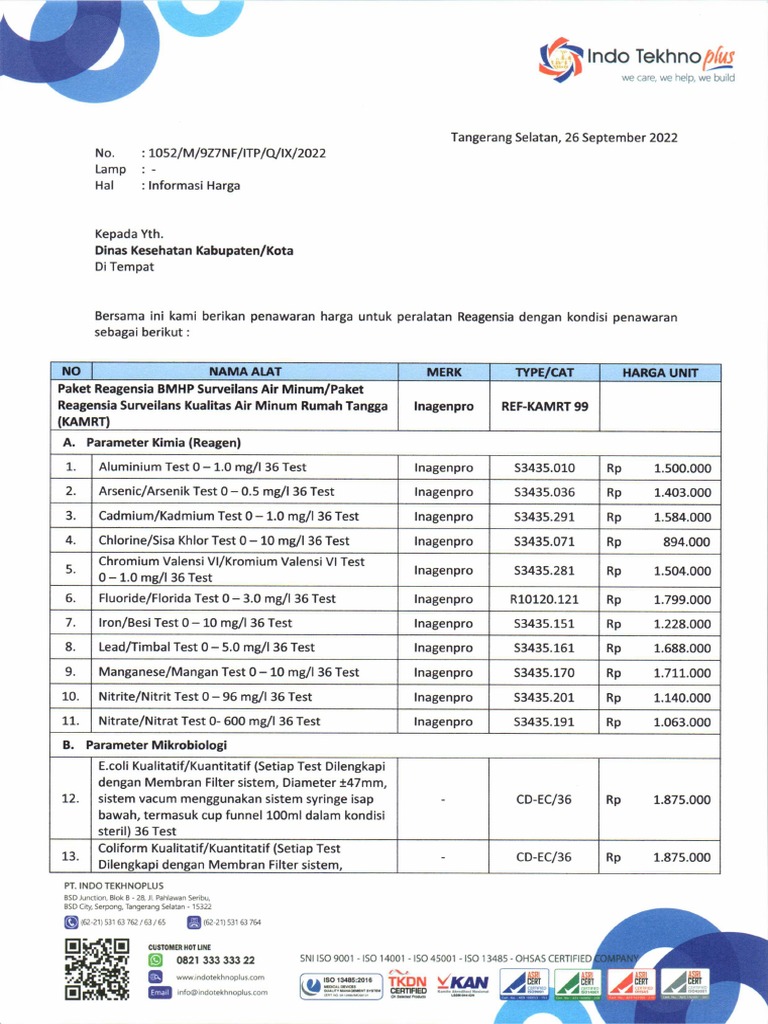 Referensi Harga Reagen SKAMRT 2023 | PDF