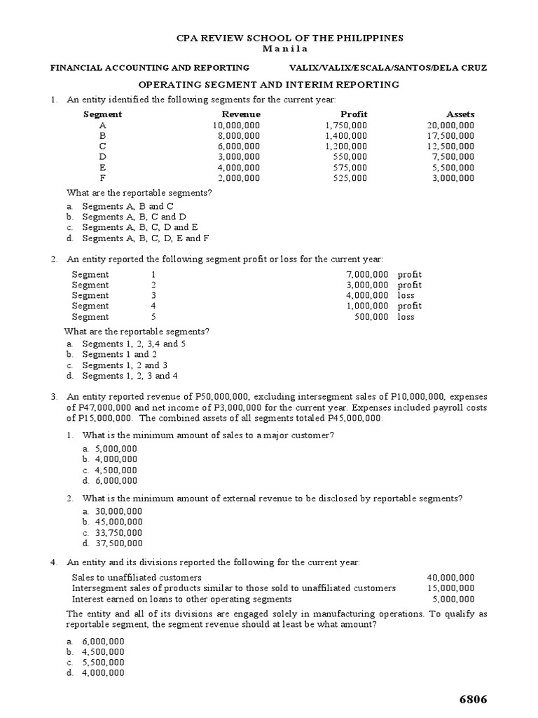 6806 - Operating Segment and Interim Reporting | PDF | Revenue | Net Income