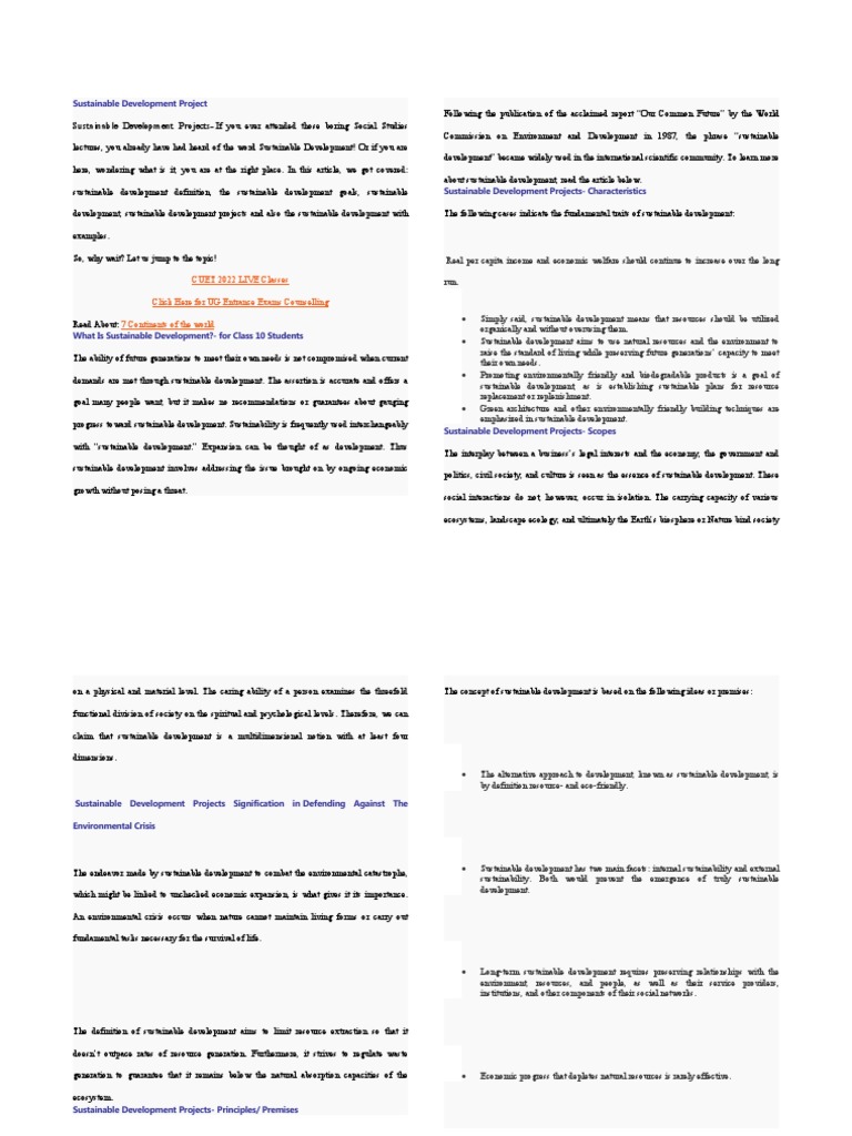 Sustainable Development Project | PDF | Sustainability | Sustainable ...