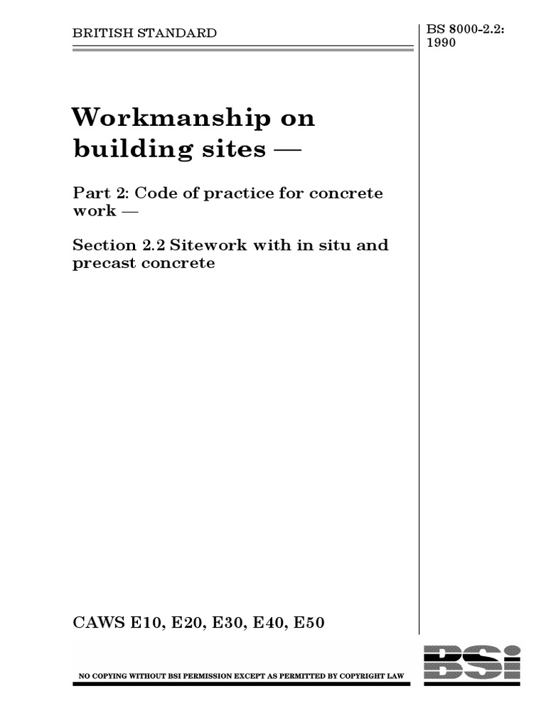 (G15) BS 8000 Part 2-2 1990 | PDF | Concrete | Water