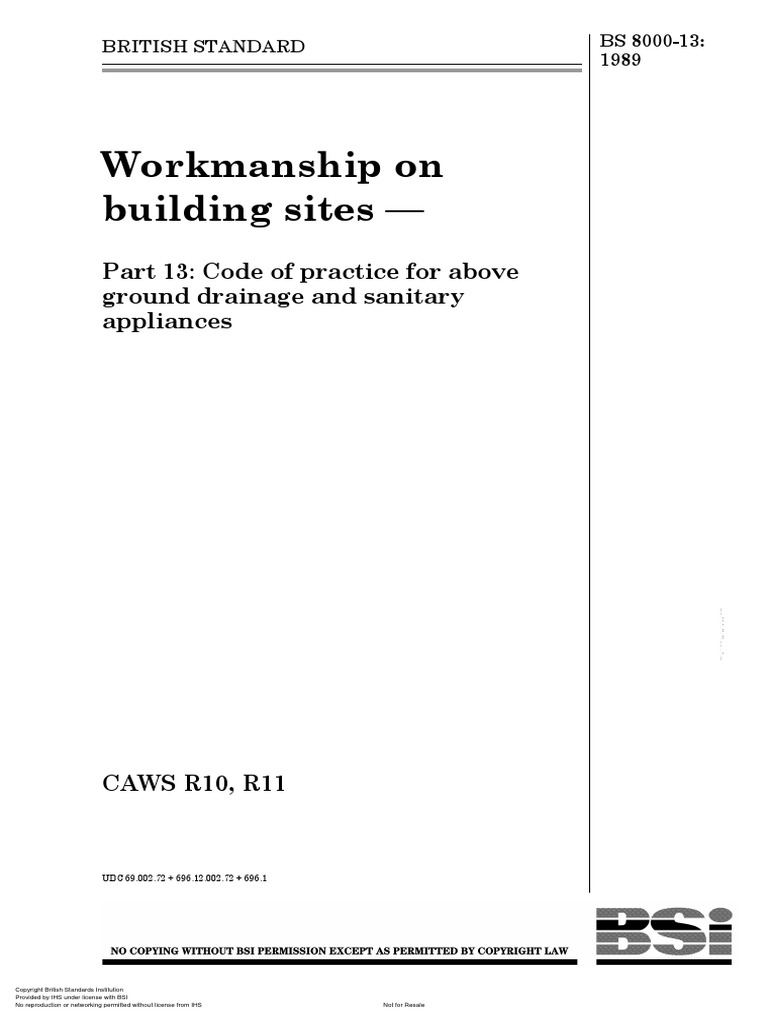 (G19) BS 8000-13-1989 (1998) | PDF | Pipe (Fluid Conveyance) | Civil Engineering
