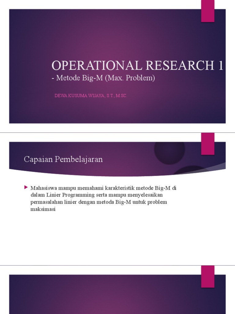 Pertemuan 6 - Metode Big-M (Max. Problem) | PDF