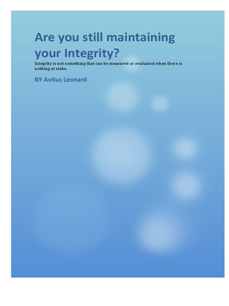 Are You Still Maintaining Your Integrity | PDF | Integrity | Jesus