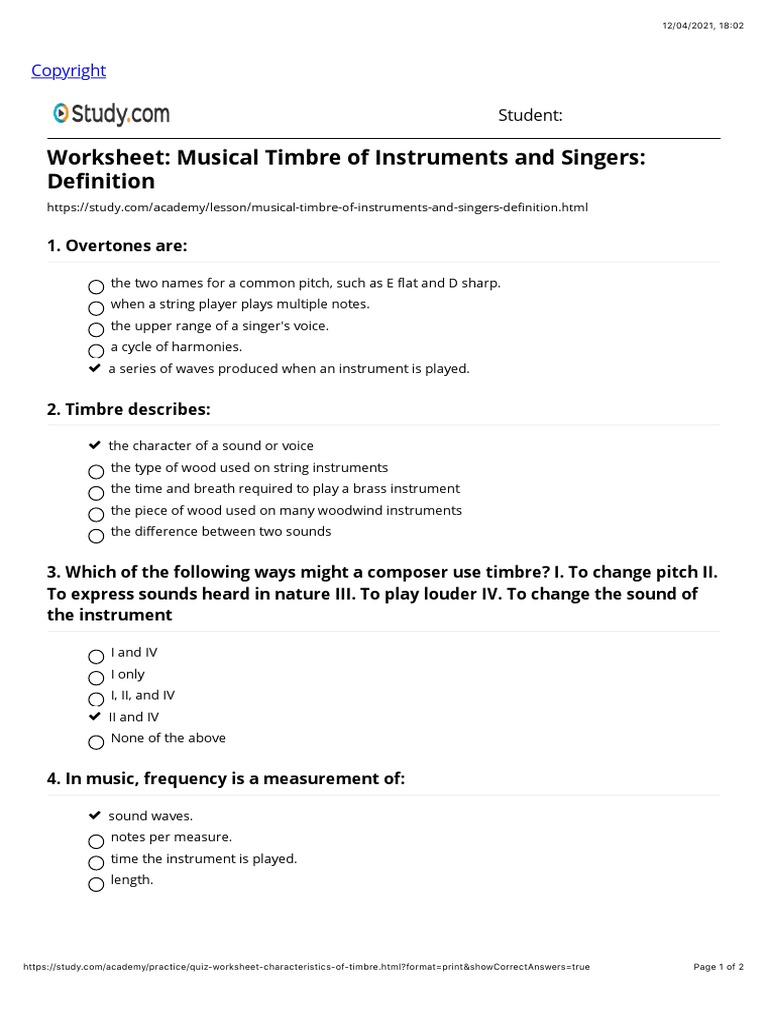8 Timbre Answers Lesson2 | PDF