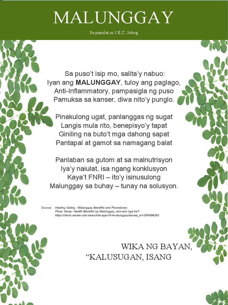 Sample Talahalamanan Tula | PDF