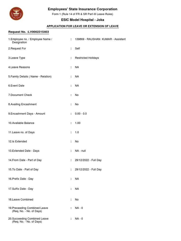 Leave Register | PDF