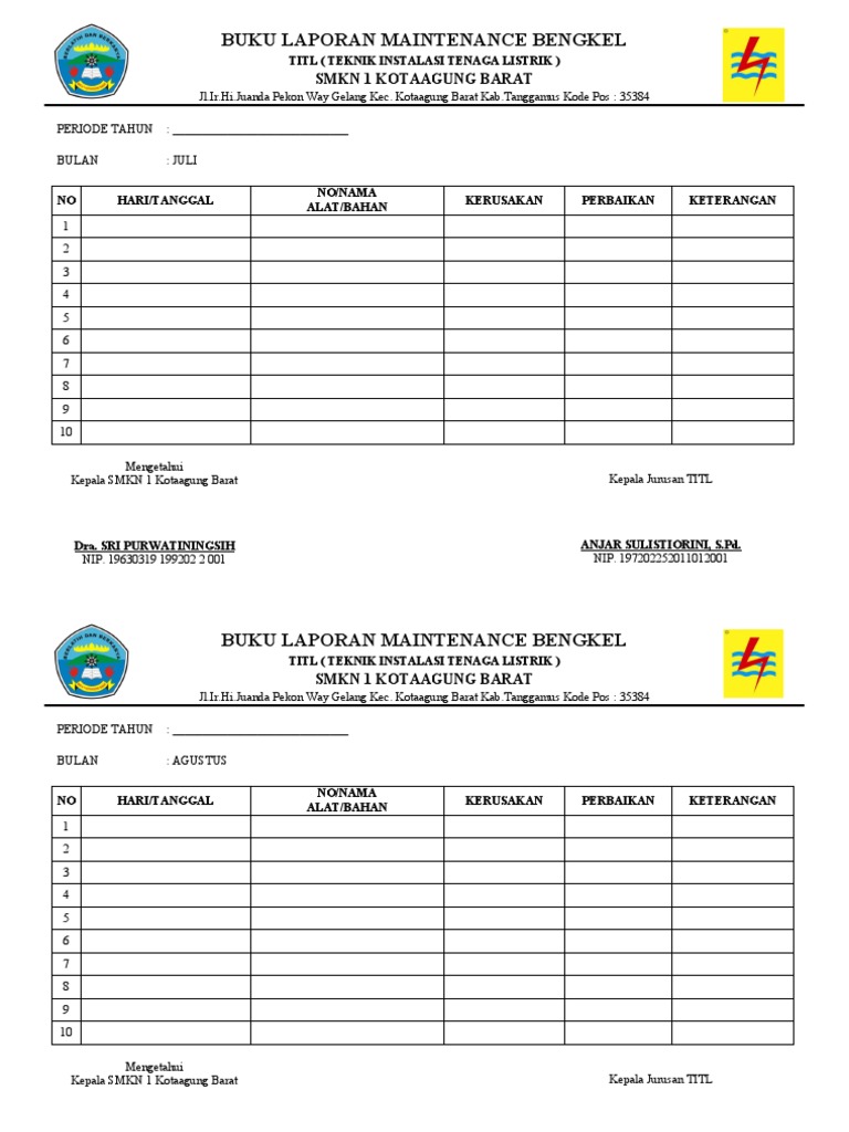 Buku Laporan Maintenance Lab | PDF