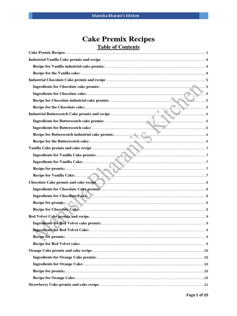 Cake Premix Recipes and Instructions | PDF | Cakes | Cupcake