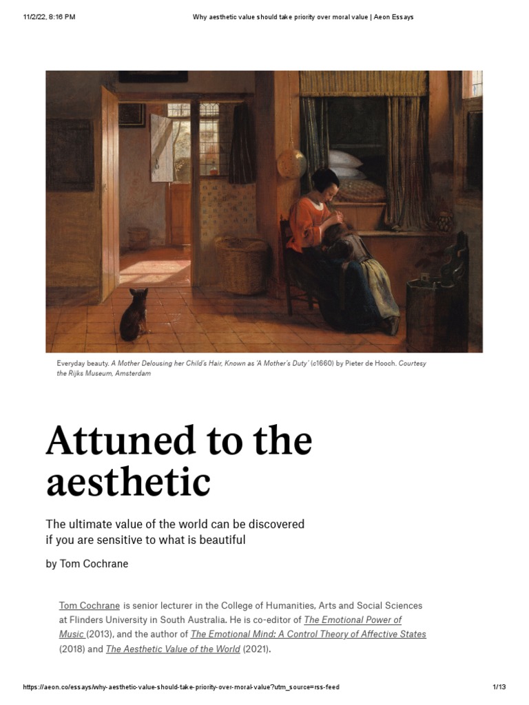 Why Aesthetic Value Should Take Priority Over Moral Value - Aeon Essays ...
