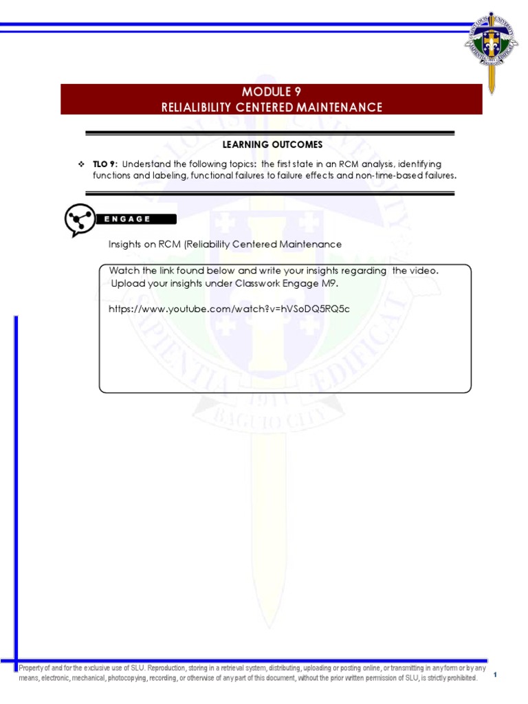 SEA IE-4291-Module 9 - RELIABILITY CENTERED MAINTENANCE | Download Free PDF | Reliability ...