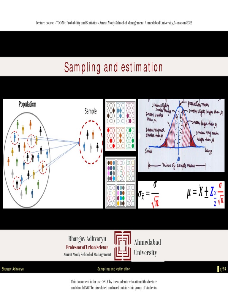 TOD501-M22 04 Sampling and Estimation Lecture Slides | PDF | Standard Deviation | Confidence ...