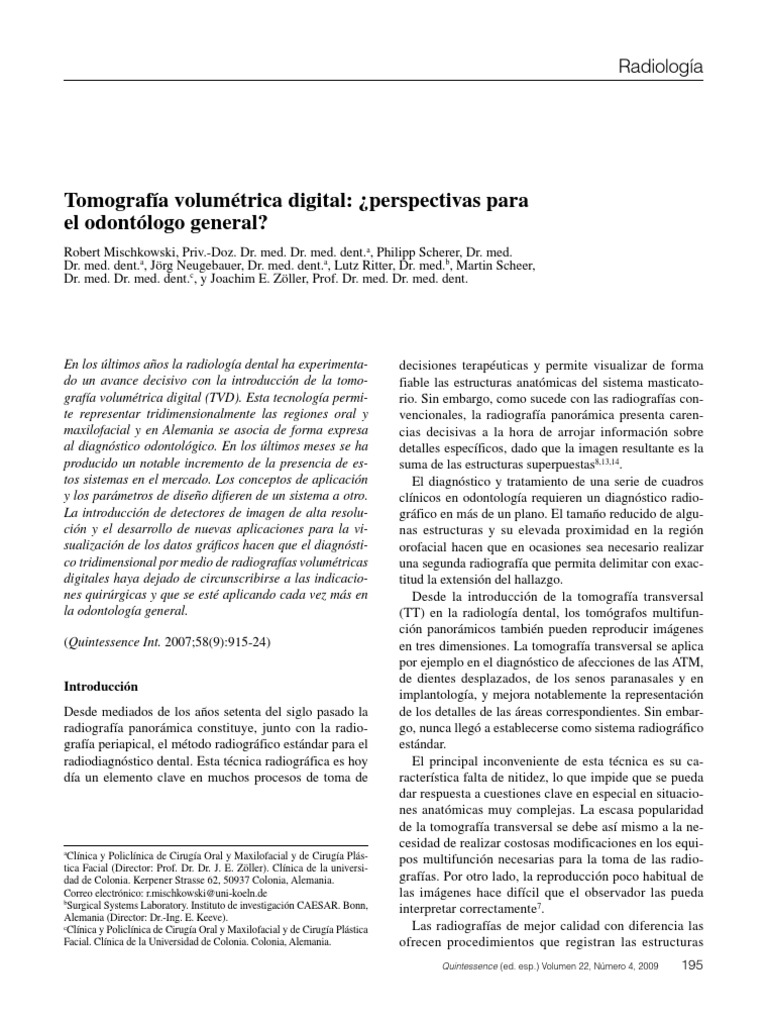 Tomografía Volumétrica Digital: ¿Perspectivas para El Odontólogo ...