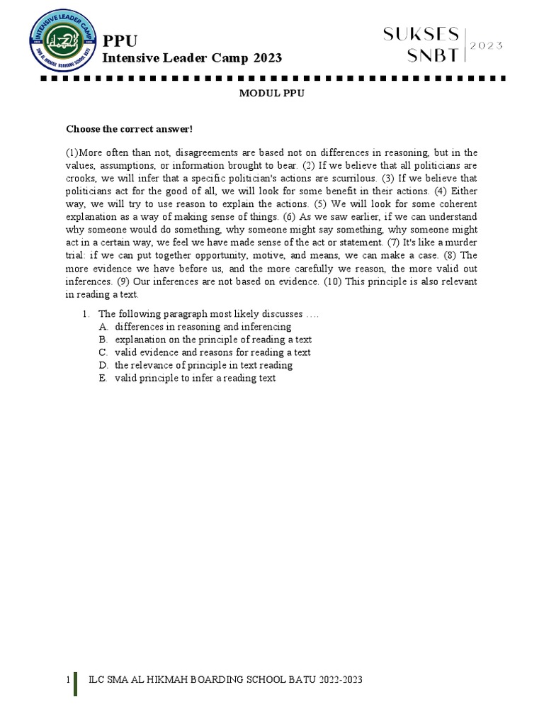 Modul Pretest PPU 1 ILC 2023 | PDF | Science & Mathematics