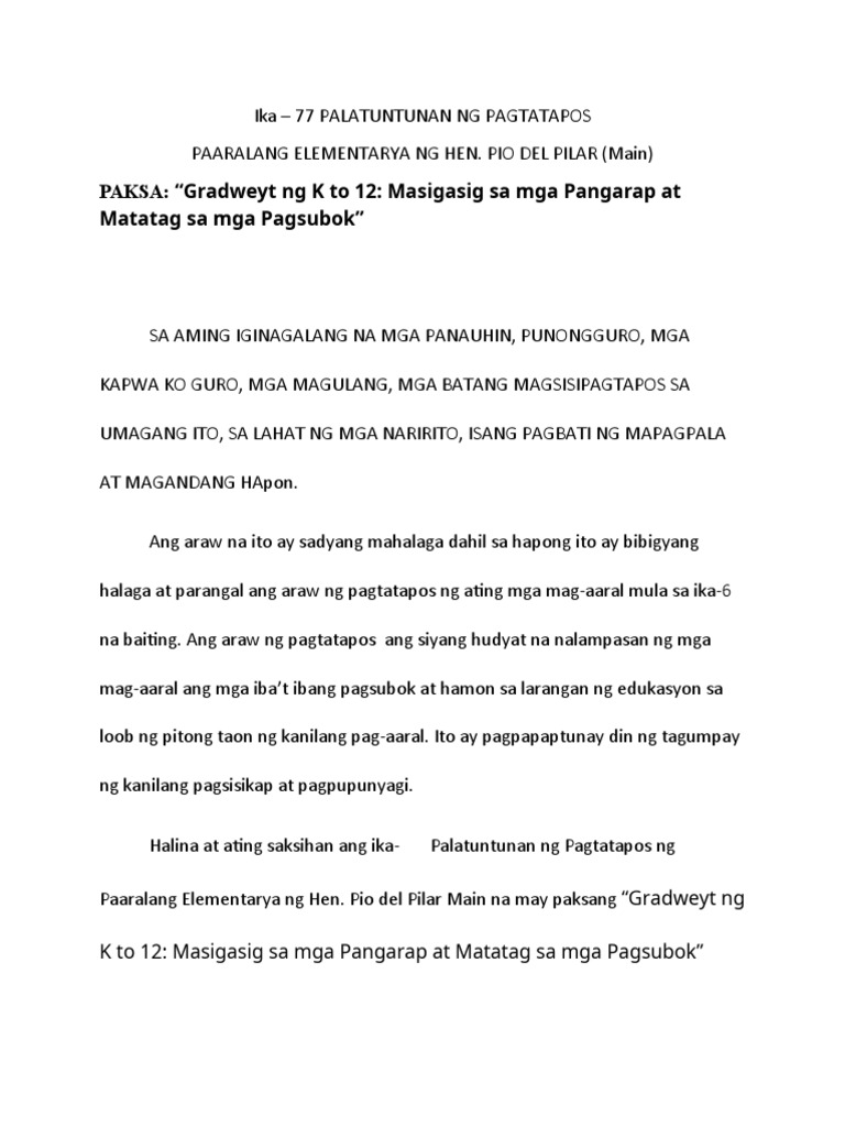 Graduation Script | PDF