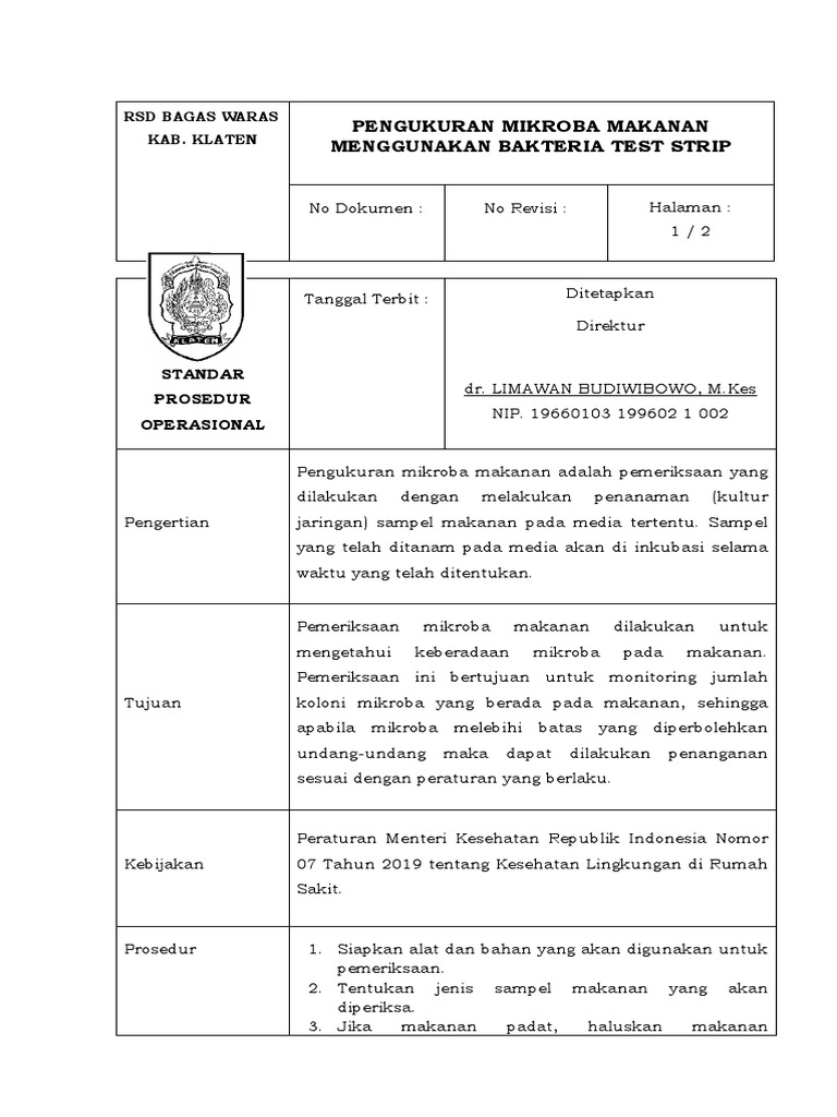 Pengukuran Mikroba Makanan Menggunakan Bakteria Test Strip | PDF