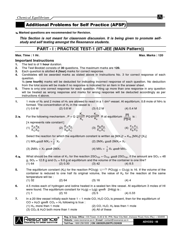 Ceq Apsp e | PDF | Chemical Equilibrium | Chemical Reactions