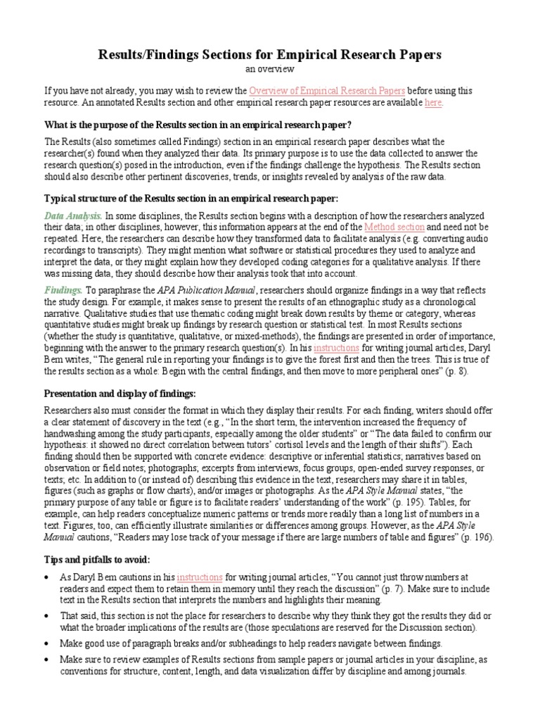 Findings-Results Section Overview | Download Free PDF | Data ...