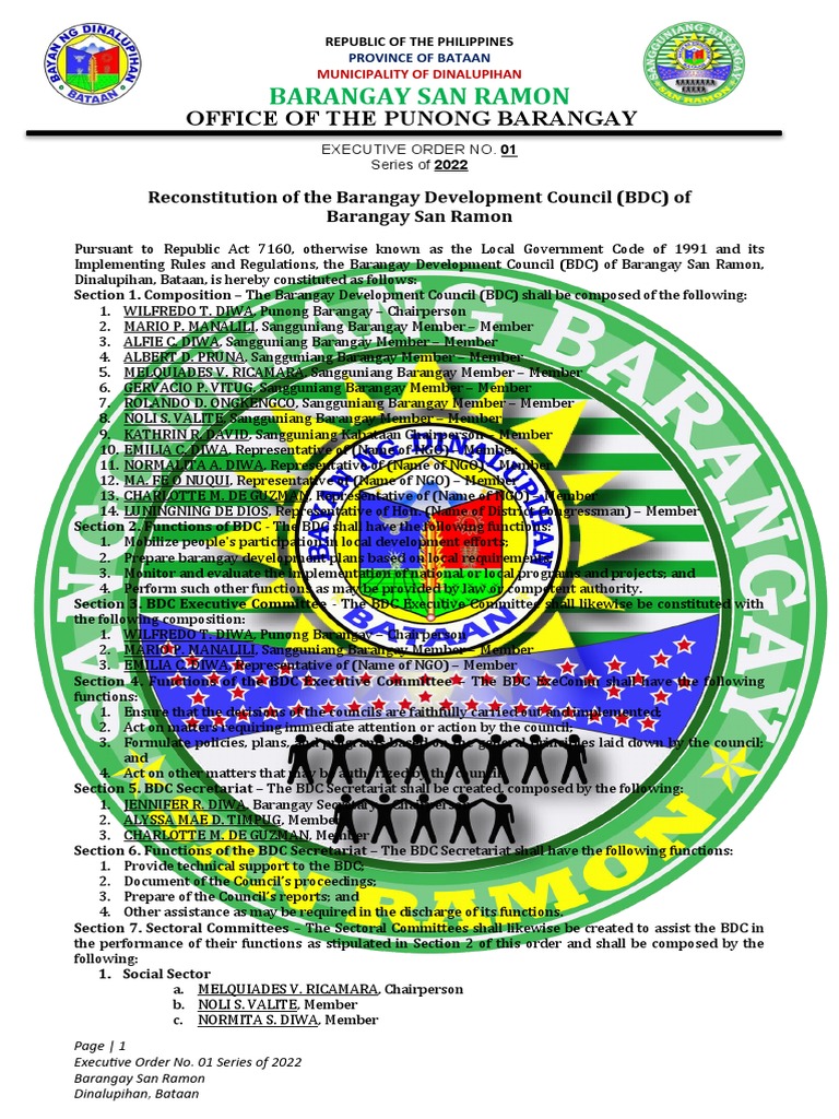 E.o.#01 Barangay Development Council (BDC) 2022 | PDF | Governance ...