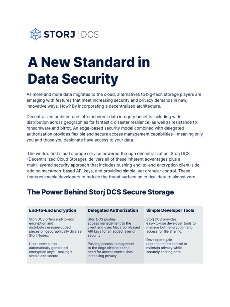 Storj Dcs Security Data Sheet | PDF | Encryption | Key (Cryptography)