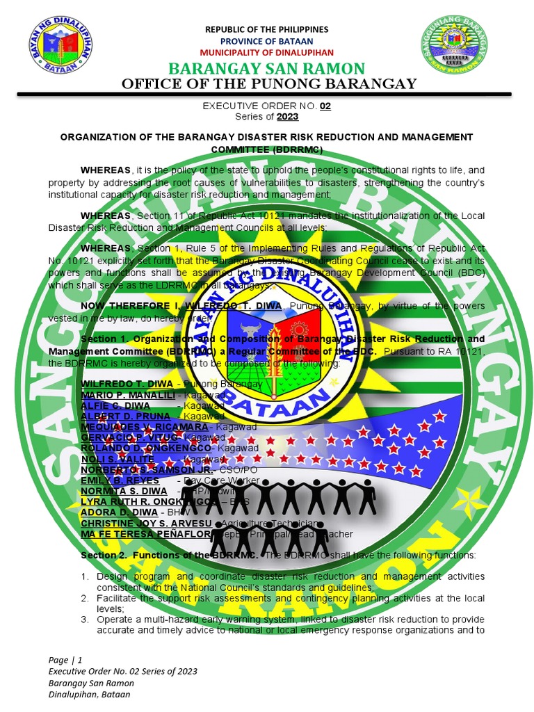 E.o.#02 Organization of The Barangay Disaster Risk Reduction and ...