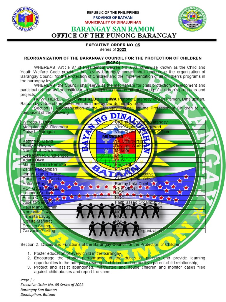 E.o.#05 Reorganization of The Barangay Council For The Protection of ...