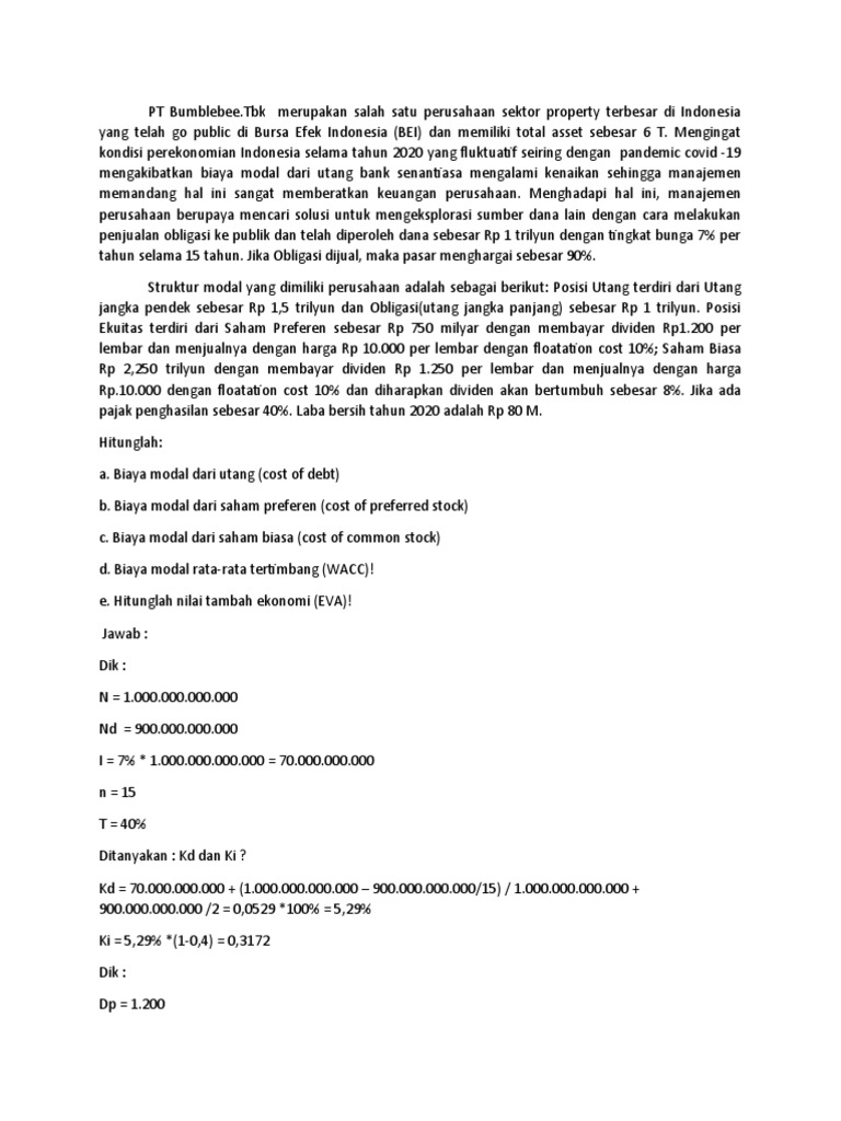 Contoh Soal Biaya Modal | PDF