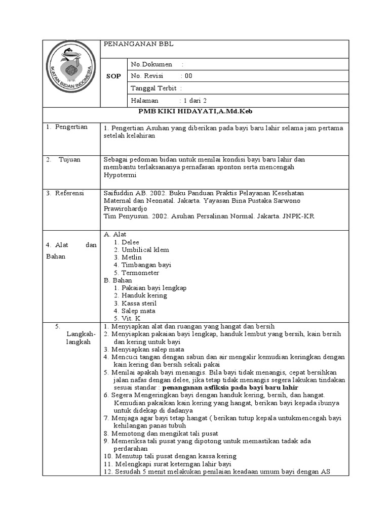 Sop PENANGANAN BBL | PDF