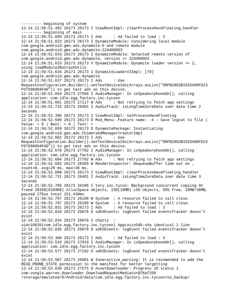 Mod Menu Log - Com - Idle.egg - Factory.inc - Tycoon | PDF | Computing | Computing Platforms