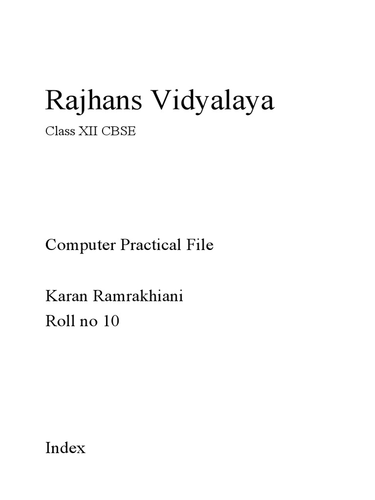 Computer Practical File | PDF | Databases | Database Index Computer Practical File | PDF | Databases | Database Index
