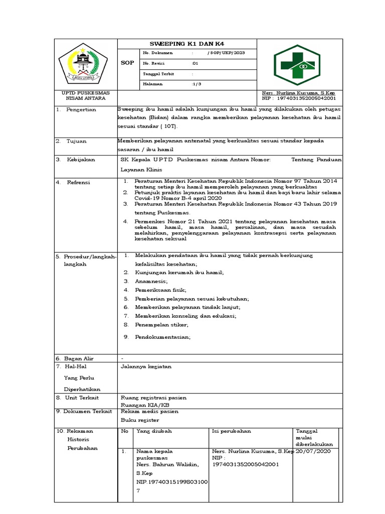 Sop Sweeping K1 Dan K4 | PDF