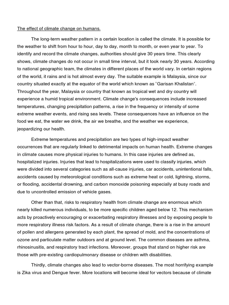 The Effect of Climate Change On Humans | PDF | Weather | Climate