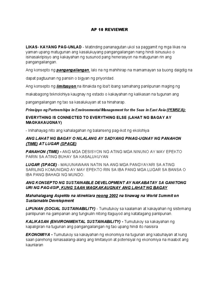 AP 10 Reviewer | PDF
