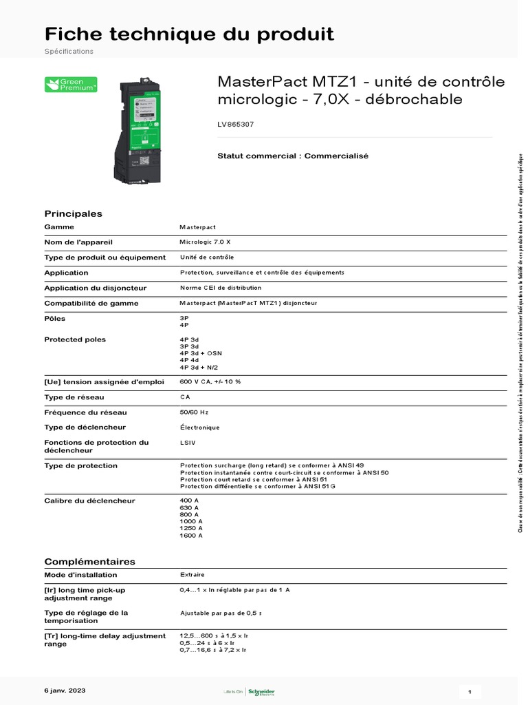 MasterPact MTZ1 : Unité de contrôle Micrologic | PDF | Commission ...