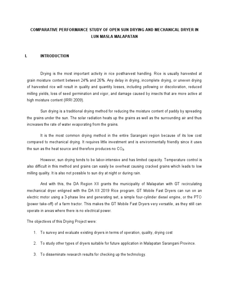 Comparative Performance Study of Open Sun Drying and Mechanical Dryer ...