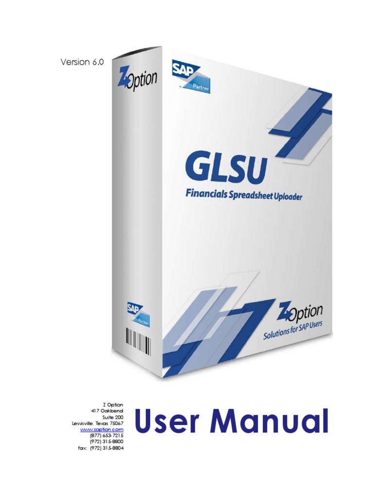 Z Option Inc Glsu Manual | PDF | Microsoft Excel | Spreadsheet