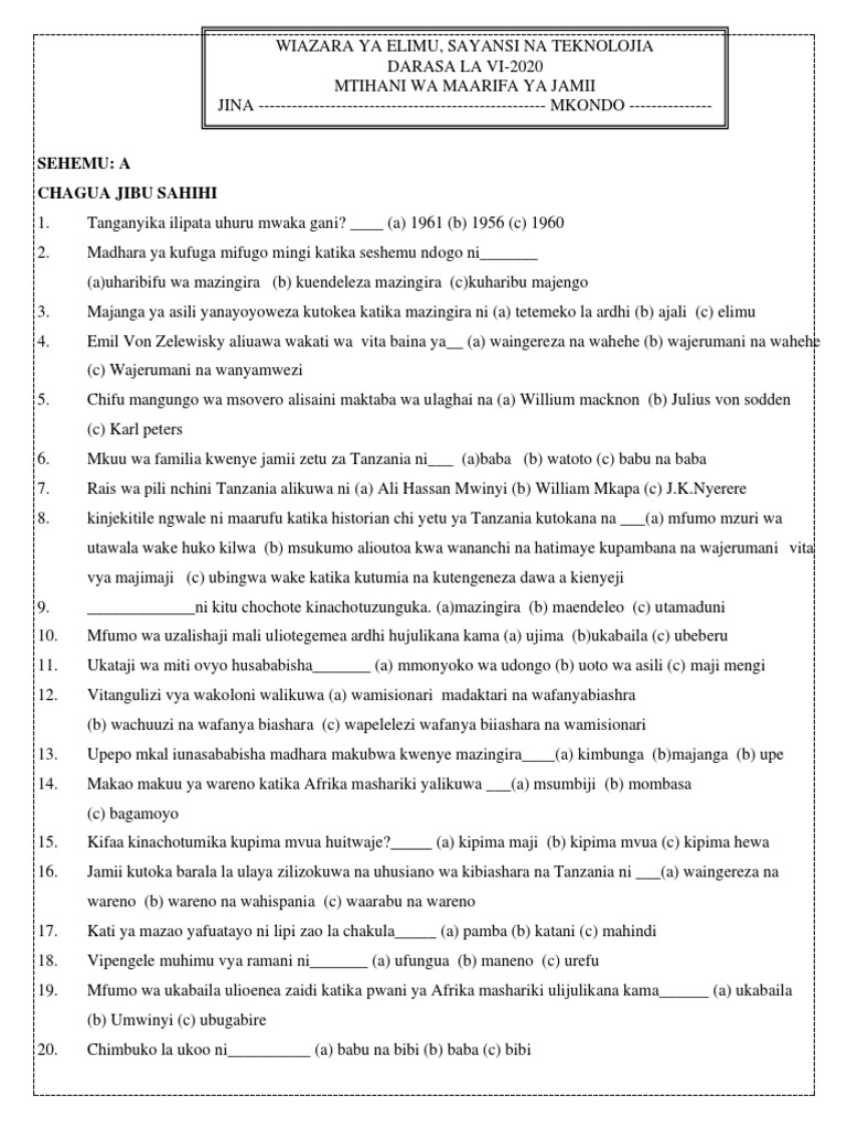 Darasa La Sita 2020 | PDF