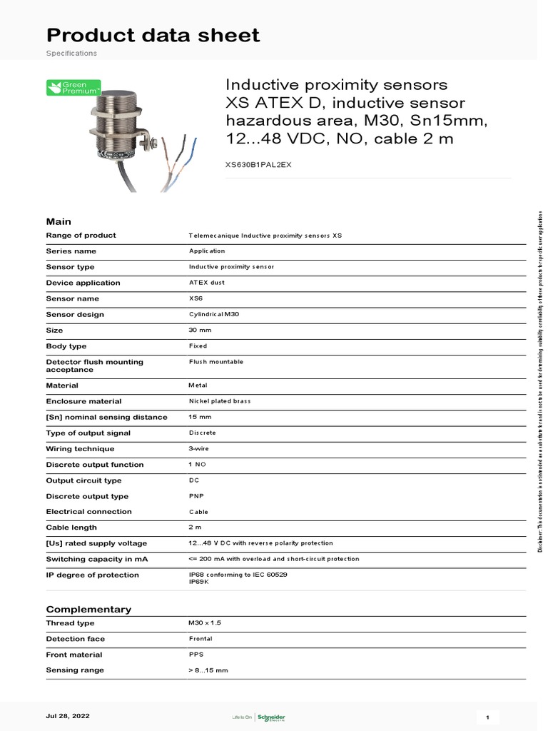 ATEX Zone 21 Proximity Sensor XS630B1 | PDF | Electrical Components ...