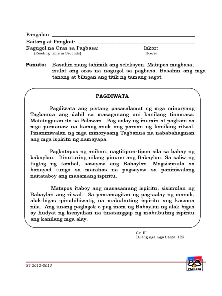 Gr. 3 Pagdiwata | PDF