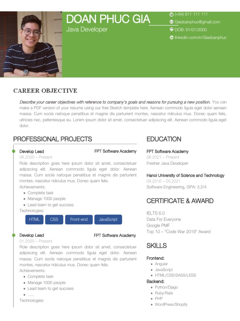 FA Template-CV v0.3 | Download Free PDF | Software Engineering | Computing