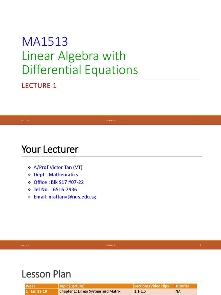 F2F Lecture 1 Slides | PDF | System Of Linear Equations | Algebra