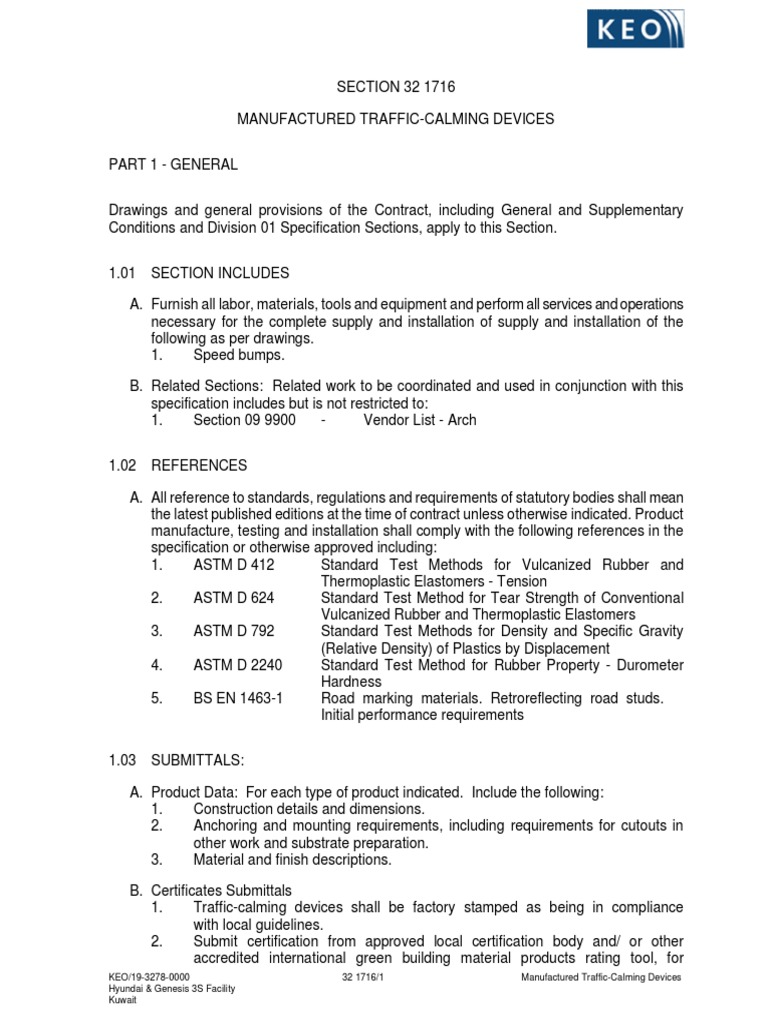 Traffic-Calming Devices Specification | PDF | Specification (Technical Standard) | Economic Sectors